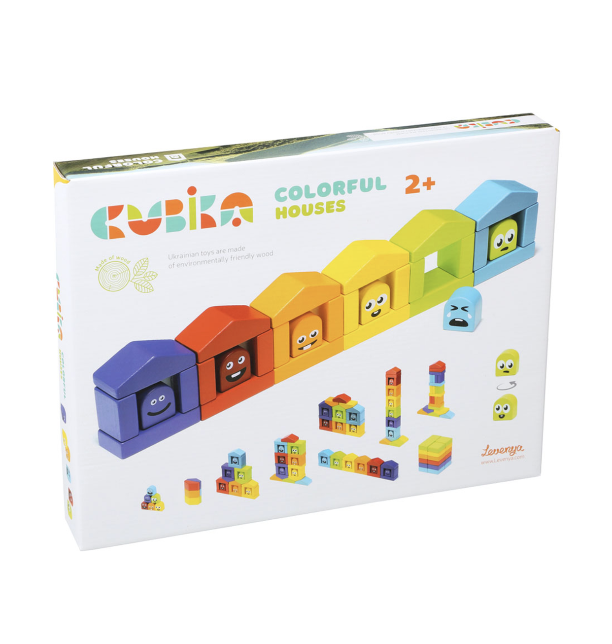 Cubika Wooden Construction Set Colorful Houses – World of Mirth