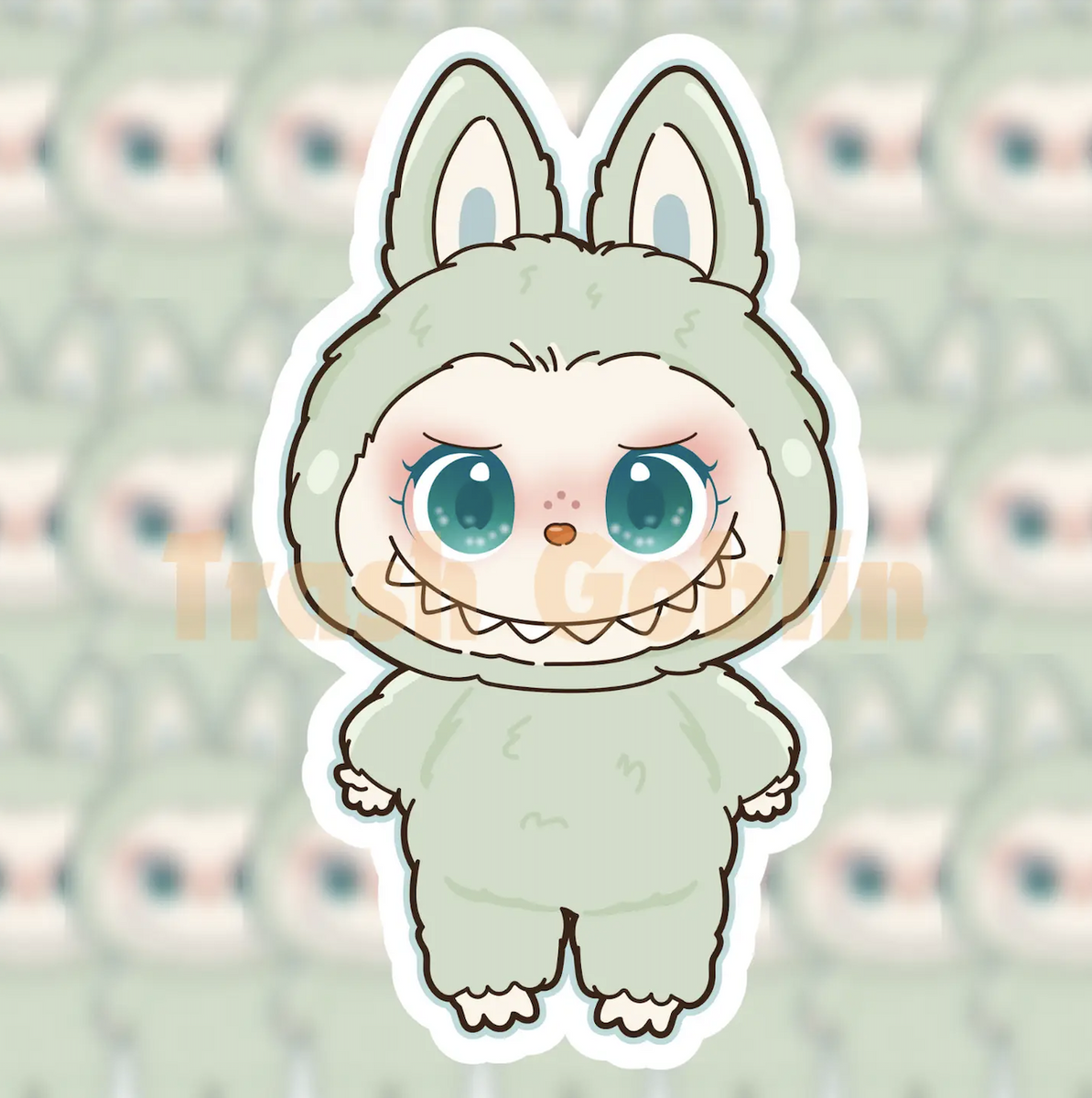 Pastel Green Labubu Sticker – World of Mirth