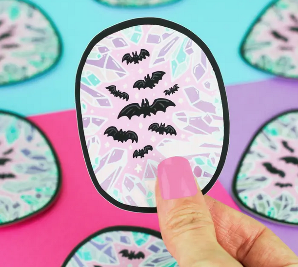 Crystal Cave Bats Holographic Sticker – World of Mirth
